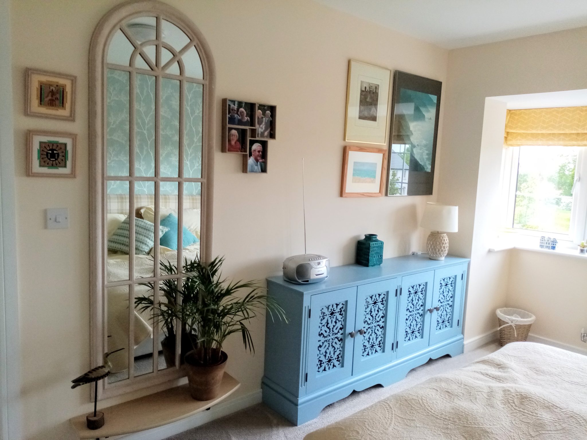 Fretwork Panelled Blue Cupboard - Jali Gallery