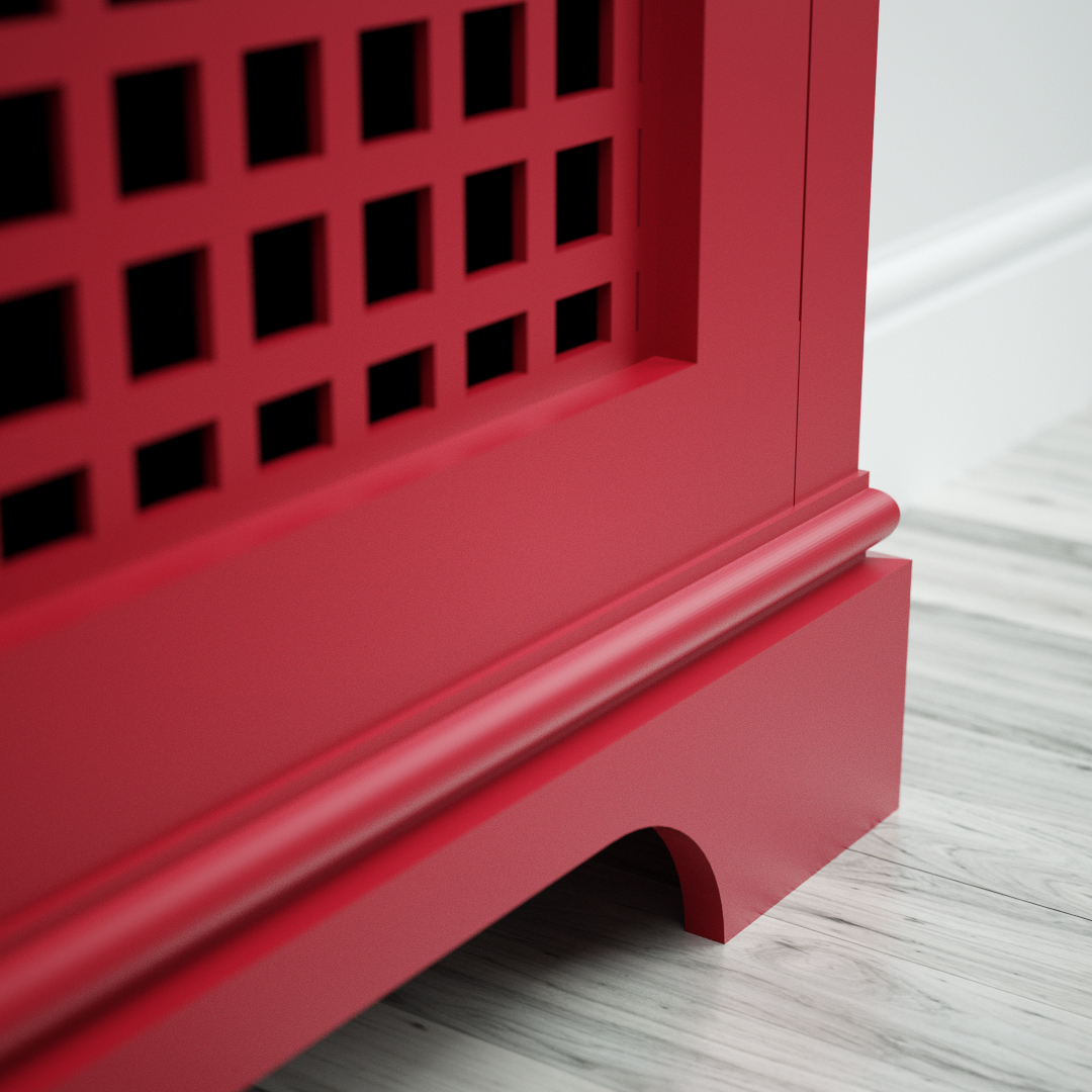 Red Top Coat Finish On Radiator Cover - Jali Gallery